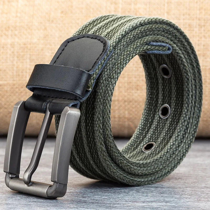 Weavecraft Belt | Woven Fabric Belt with Leather Accents | Raven Marque
